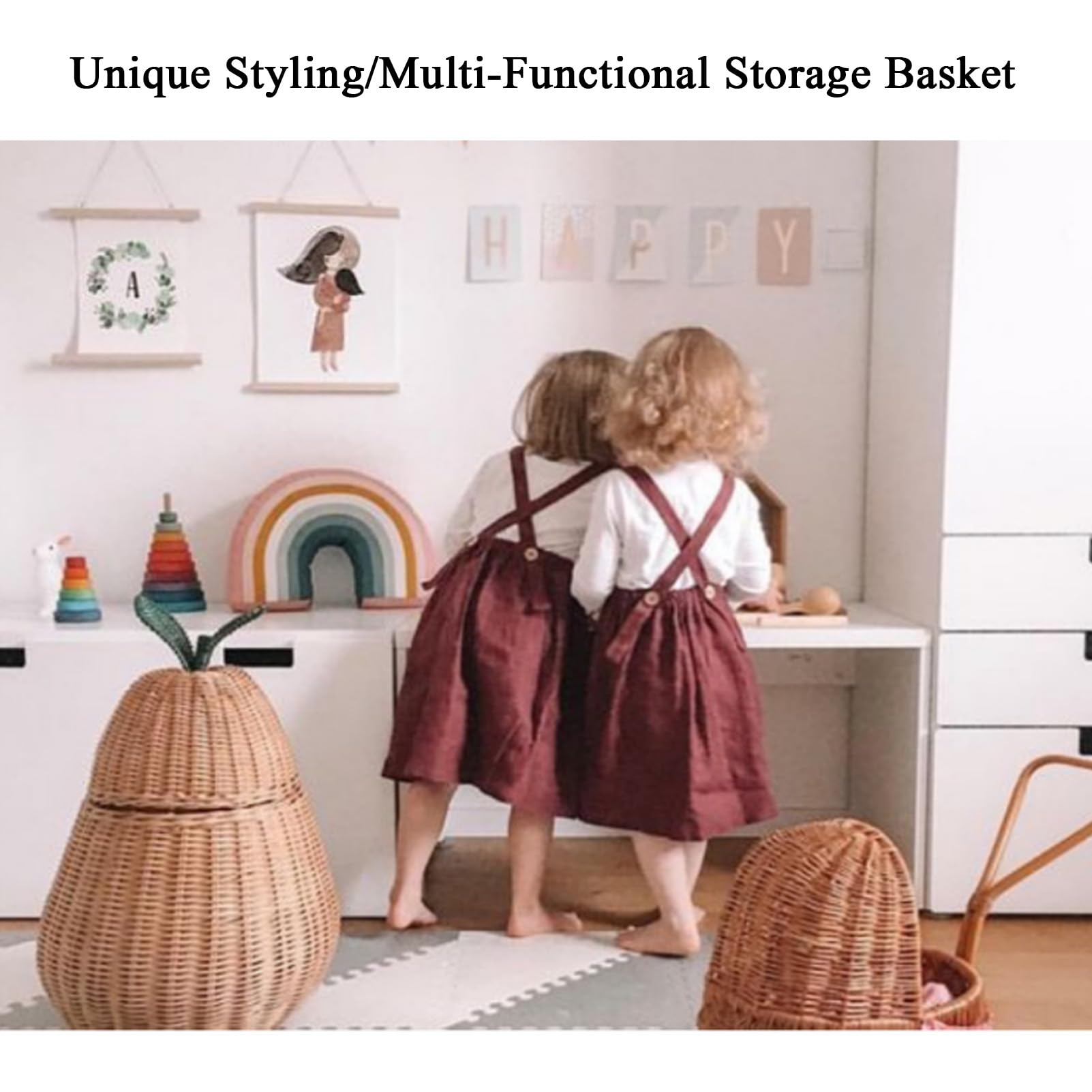 Handmade Rattan Mushroom Storage Basket, Baby Toys Decorative Storage Basket, Bathroom Laundry Dirty Clothes Basket