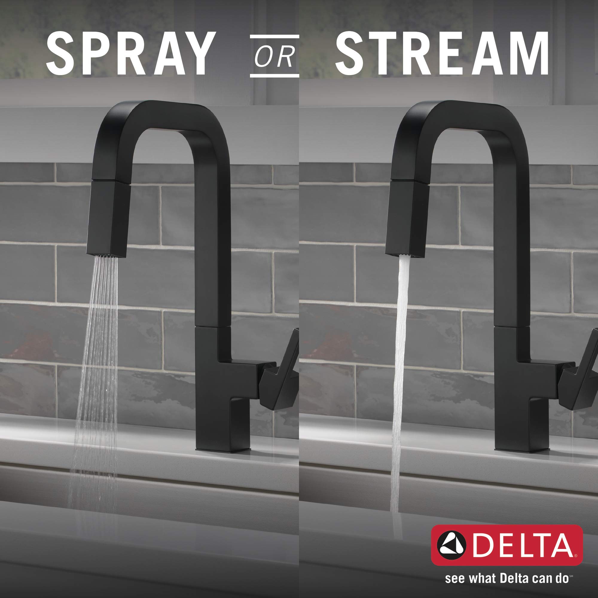 Delta Faucet Junction Matte Black Kitchen Faucet Black, Kitchen Faucets with Pull Down Sprayer, Kitchen Sink Faucet, Faucet for Kitchen Sink, Magnetic Docking Spray Head, Matte Black 19825LF-BL