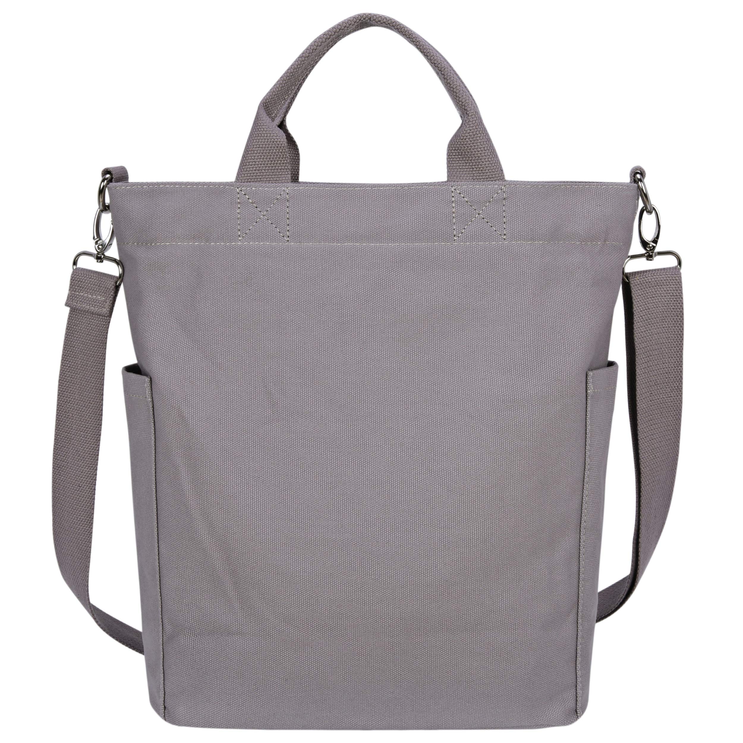 Iswee Canvas Tote Bag for Women Casual Shoulder Work Bag Crossbody Top Handle Bag Shopping Handbags for Women (Gray)
