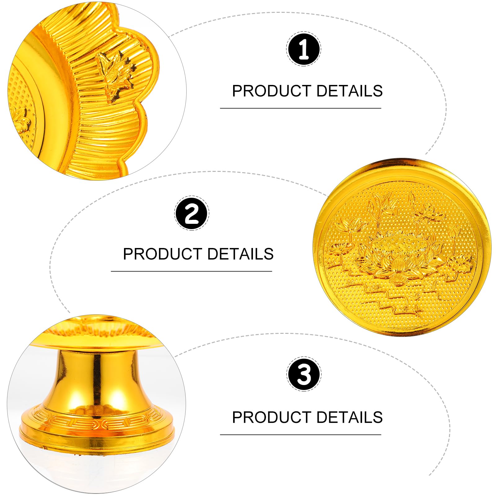 Buddha Altar Fruit Plate:2PCS Offering Plate Tribute Serving Trays - Offering Fruit Desserts and Snacks for Buddha Altar Temple - Gold (8 Inches)