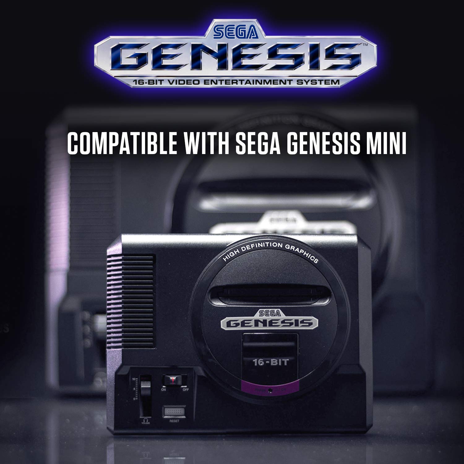 Retro-Bit Official Sega Genesis USB Controller 6-Button Arcade Pad for Sega Genesis Mini, PS3, PC, Mac, Steam, Switch - USB Port - (Black)