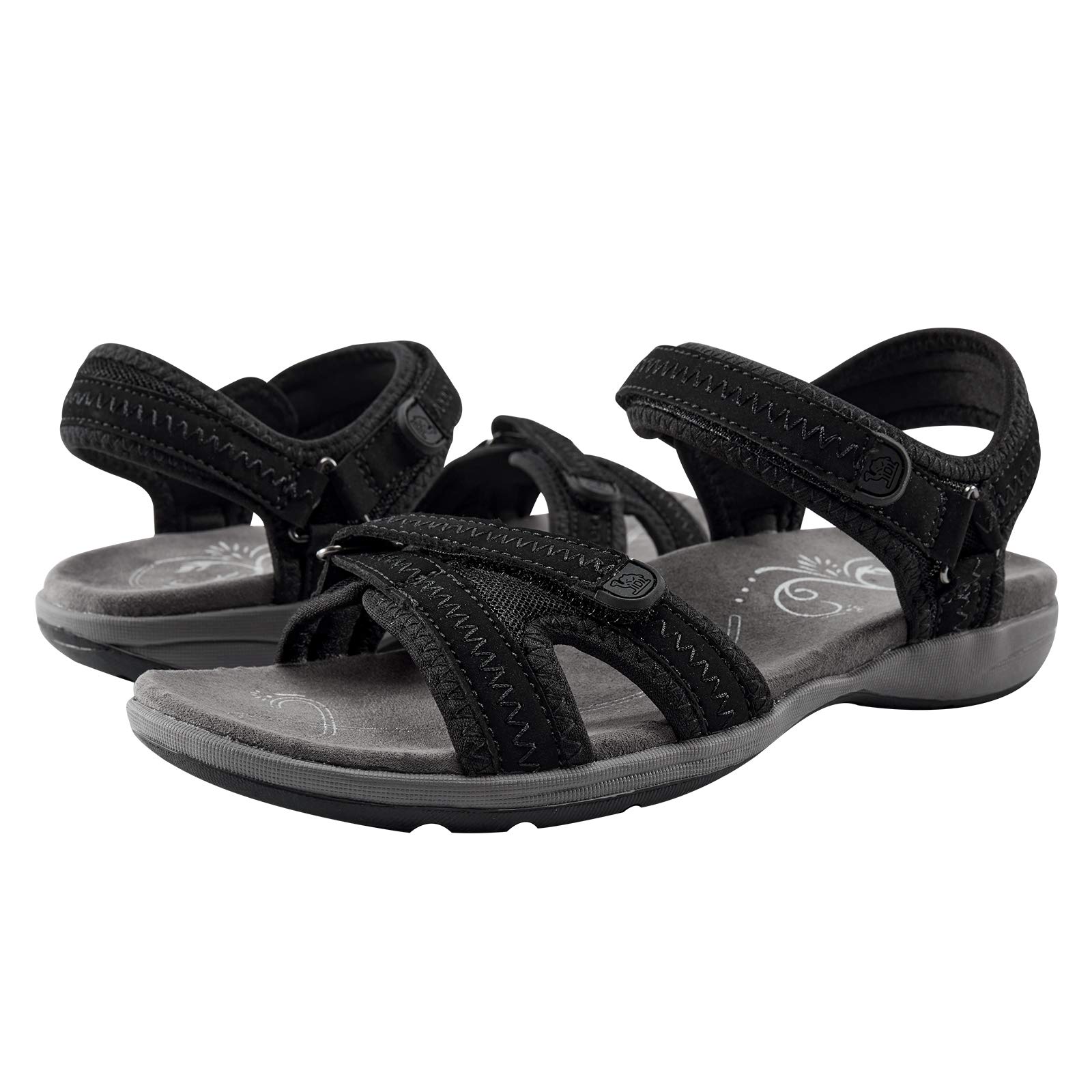 CAMEL CROWN Women's Hiking Sport Sandals Ultra Comfortable Athletic Walking Sandals with Arch Support for Outdoor Travel Beach Backpacking Black 8.5