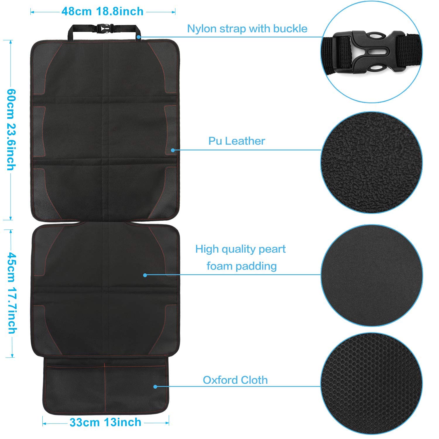 Car Seat Protector Back Seat Organizer with 10.5inch Tablet Holder, 5 Pocket Storage Car Seat Back Organizer Kick Mat Protector, Travel Accessories Organizer