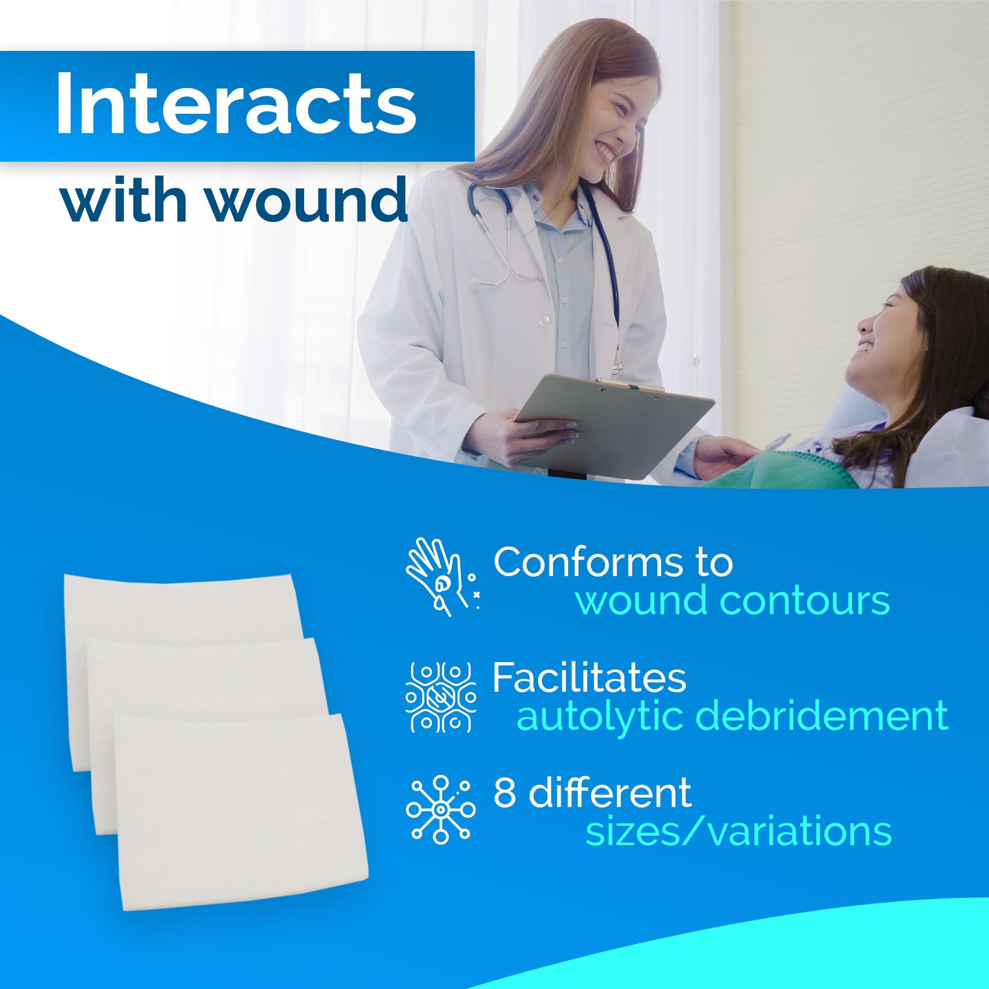 Calcium Alginate Wound Dressing 4" x 8" -Simpurity- Individual Thick Pads Antimicrobial Alginate Dressing Fiber Padding Medical Wound Care Products for Bed Sore-Pressure Sore-Leg Ulcer-Diabetic Foot