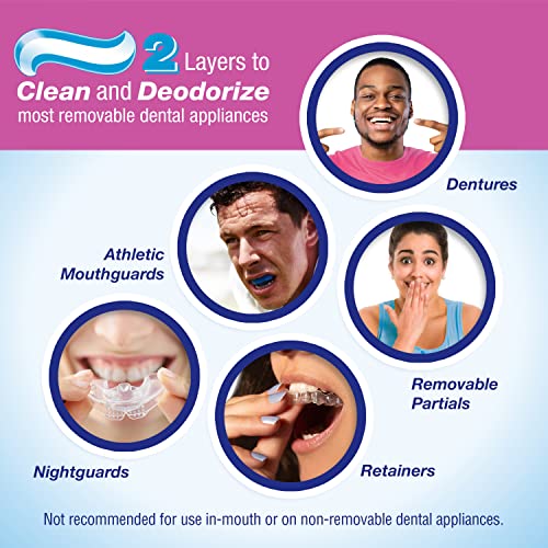Fresh 'n Brite Denture Cleaning Paste for Dentures, Removable Partial Dentures, Retainers, Mouthguards, Nightguards, Fast Stain Removal, Pack of 3, 3.8 oz Tubes with Denture Cleaning Brush