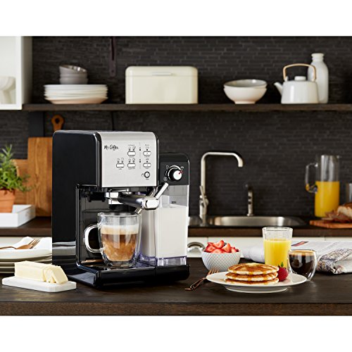 Mr. Coffee Espresso and Cappuccino Machine, Programmable Coffee Maker with Automatic Milk Frother and 19-Bar Pump, Stainless Steel