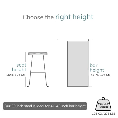 MH London Bar Stool - Perrin Bar Stool. Exclusively Designed Hand Crafted Barstools Solid Wood Bar Height Bar Stools - Contemporary Design for Backless Wooden Bar Chair for Kitchen Counter