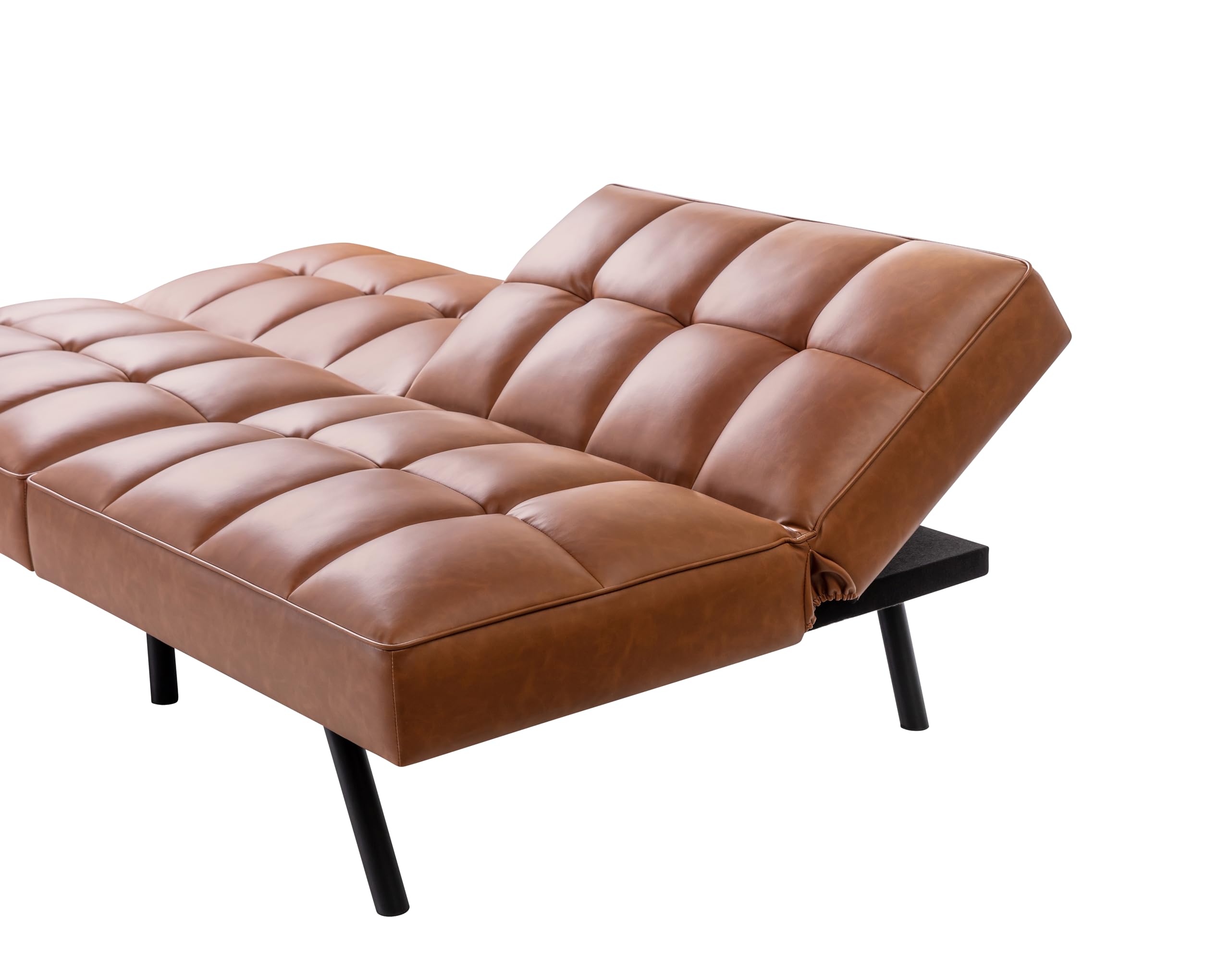 Futon Sofa Bed, Comfortable Futon Sofa Couch, Memory Foam Convertible Loveseat Sofa Bed, Split Back & Seat, Brown