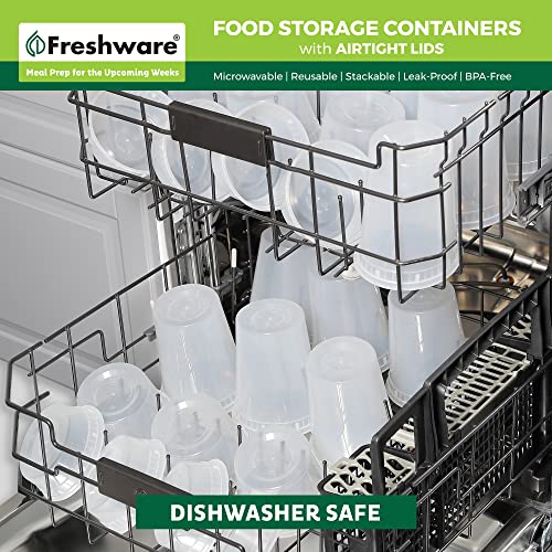 Freshware Food Storage Containers [48 Set] 24 oz Plastic Deli Containers with Lids, Slime, Soup, Meal Prep Containers, BPA Free, Stackable, Leakproof, Microwave/Dishwasher/Freezer Safe