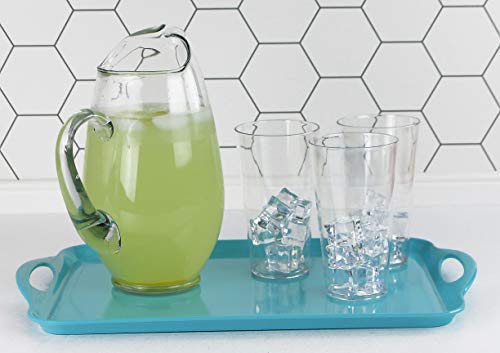 Calypso Basics Rectangular and Tidbit Serving Tray Set, Turquoise
