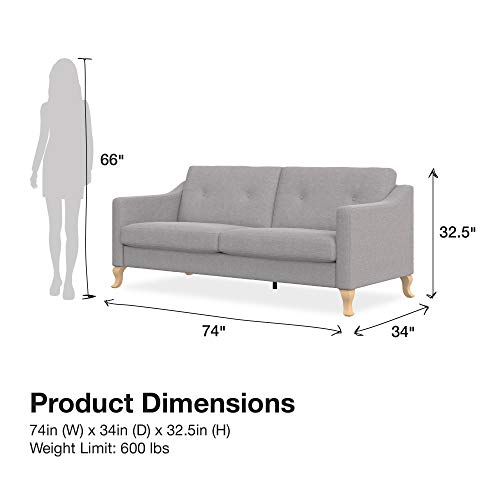 Mr. Kate Tess Sofa with Soft Pocket Coil Cushions, Small Space Living Room Furniture, Light Gray Linen