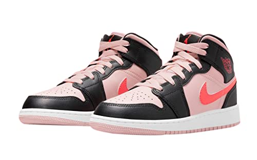 Nike mens Air Jordan 1 Mid GS Shoes, Atmosphere/Infrared 23 Black, 6 Big Kid