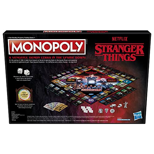 Monopoly: Netflix Stranger Things Edition Board Game for Adults and Teens Ages 14+, Game for 2-6 Players, Inspired by Stranger Things Season 4, Multicolor