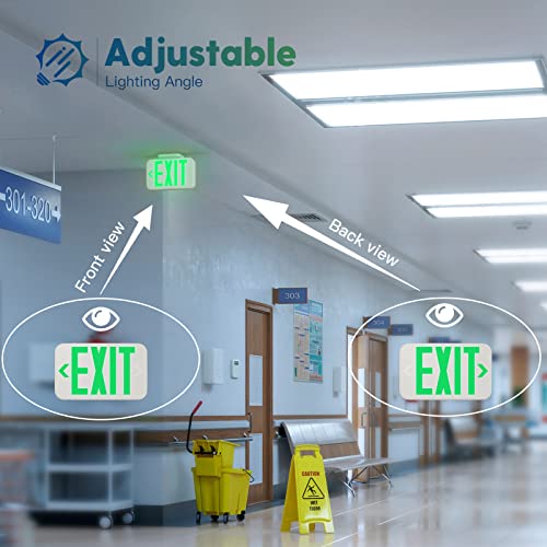 FREELICHT Green LED Exit Sign with Battery Backup,Exit Sign for Business,Easy to Install,UL Certified,AC 120/277V,Pack of 10