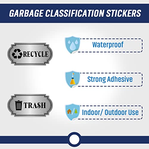 GOLEEX Recycling Bins Sticker Recycle Stickers for Trash Bin Green Sign Symbol Decal Weatherproof Waterproof Vinyl Label Organize Large Garbage Can Labels Sorting Containers Walls