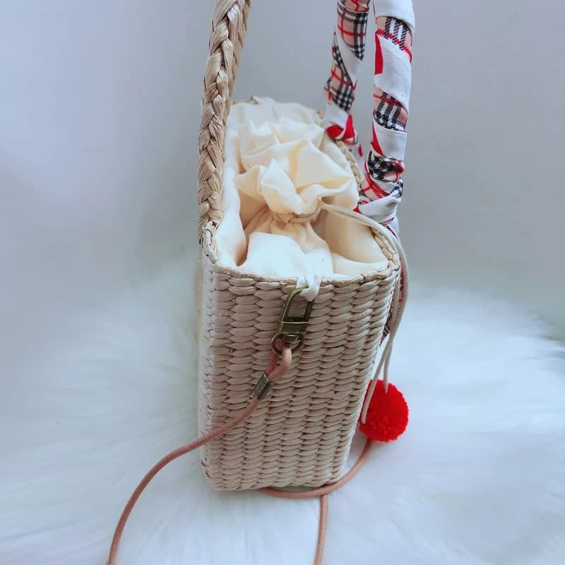 DLOETT Natural Basket Handmade Bag Bridal Shower Gift for Bride to Be Engagement Purse (Color : D, Size : 17 * 21cm)