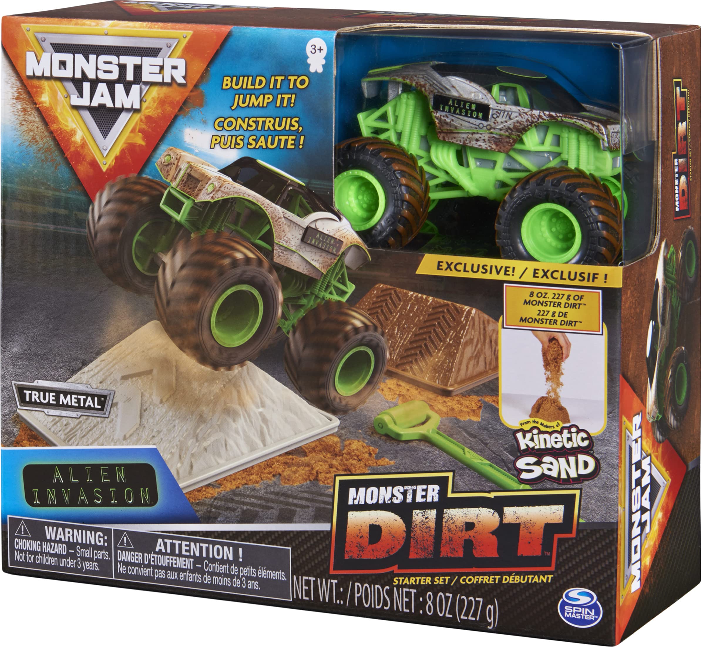 Monster Jam, Alien Invasion Monster Dirt Starter Set with 8oz Monster Dirt and Official 1:64 Scale Truck