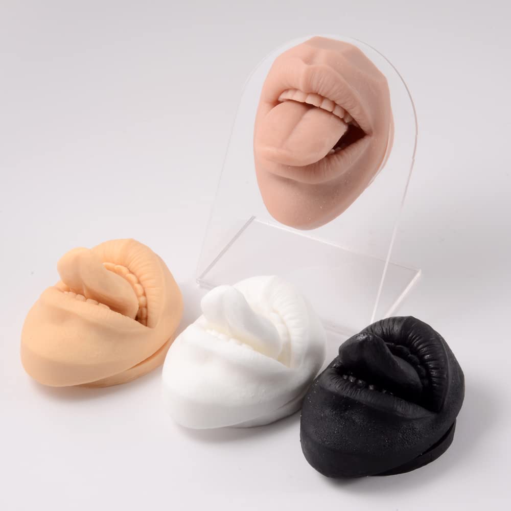 CHUANCI Soft Silicone Flexible Mouth Model Displays Human 3D Silicone Tongue Model Simulation for Piercing Jewelry Display Teaching tool (Coffee Color)