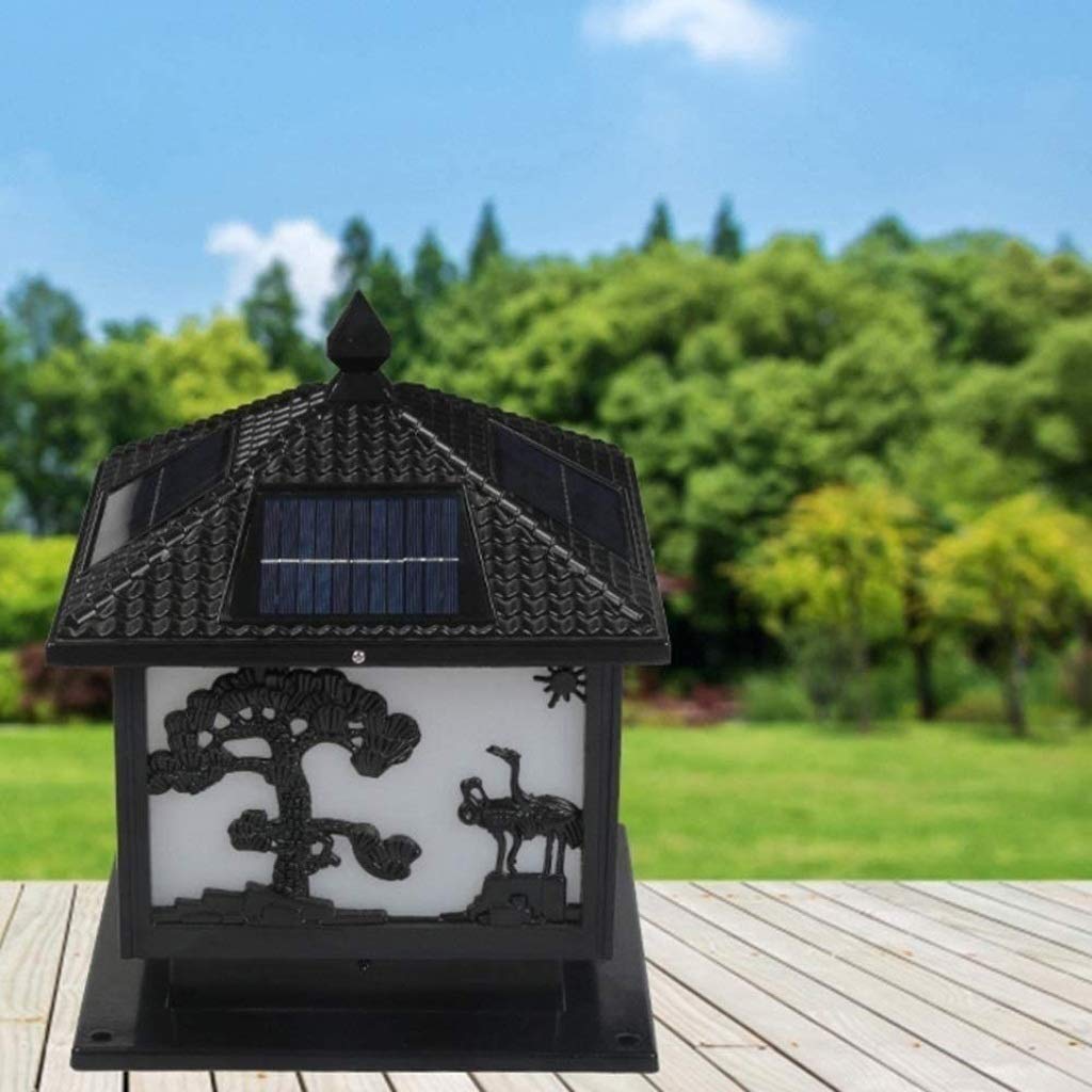 SPNEC Column Head Lamp, Waterproof Home Outdoor Garden Lamp Landscape European Style Solar Lamp