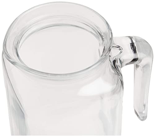 Friwer Glass Jug With Airtight Frosted Lid, Easy Pour Spout & Handle – For Water, Juice, Iced Coffee & Iced Tea, 34 Ounce (1 Liter)