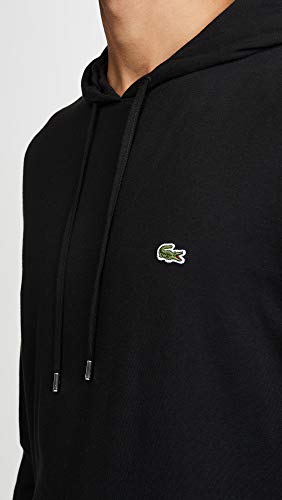 Lacoste mens Long Sleeve Hooded Jersey Cotton T-shirt Hoodie T Shirt, Black, Large US