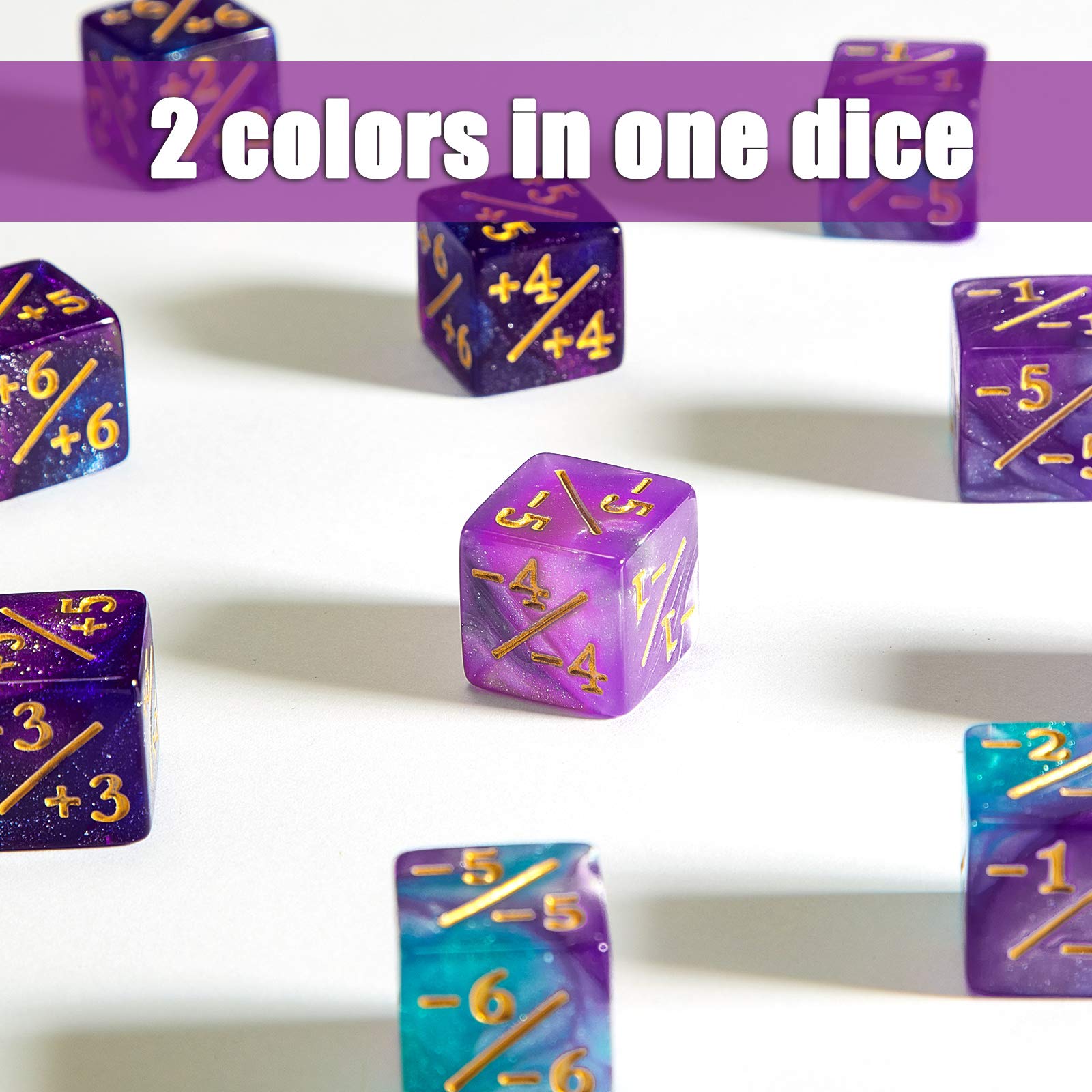 Sumind 48 Pieces MTG Dice Counters Token Dice Glitter D6 Dice Cube Loyalty Counter Dice Compatible with MTG, CCG, Card Gaming Accessory (Fresh Style)