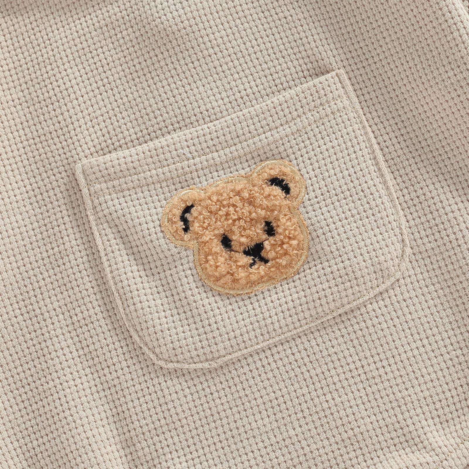Cute Baby Sweatshirt Romper Waffle Knit Baby Clothes Infant Girl Boy Fall Winter Outfits (Khaki, 0-6 Months)