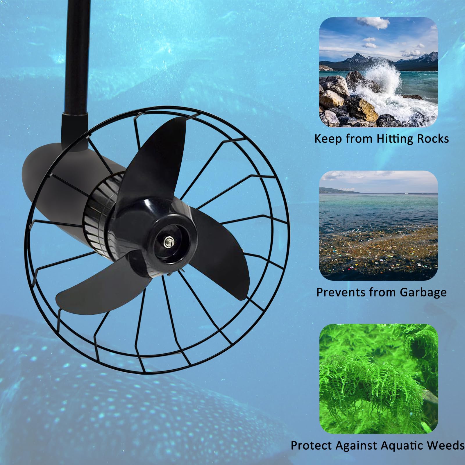 BXI Propeller's Safety Cage Prop Protection Trolling Motor Propeller Protector Anti-Winding Anti Aquatic Plants Canoe Kayak Boat Thrust Protective Stainless Steel Net (Large)