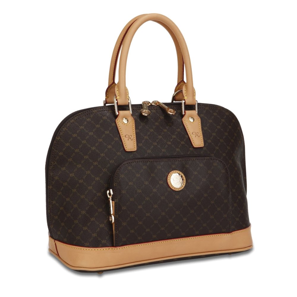 Rioni Designer Handbags & Luggage Signature Brown Dome Handle Bag