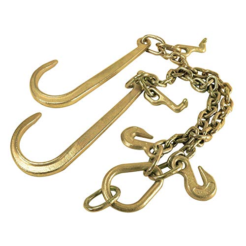 frperce 3/8" X 2' V-Type Tow Chain with 15 Inch J-Hooks Link 2 inch Legs Fit for Flatbed Truck Trailer,7800 lbs Safe Working Load,G70 Steel Towing Chain Bridle
