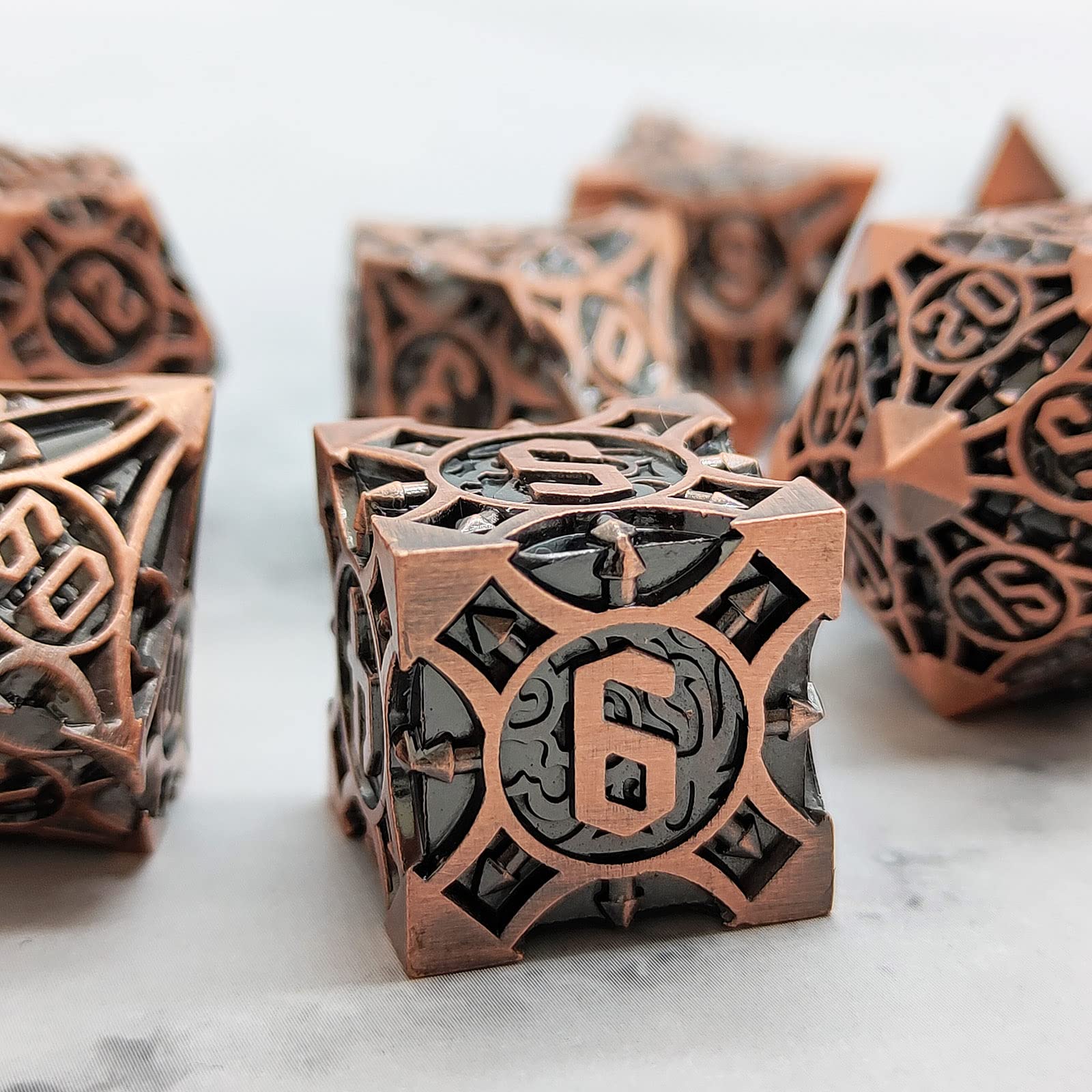 DND Dice Set Metal Polyhedral Dice Set Dungeons and Dragons Dice Large Role Playing Dice D&D Dice MTG RPG Pathfinder D and D Dice Board Games D20 D12 D10 D8 D6 D4 Ancient Red Copper