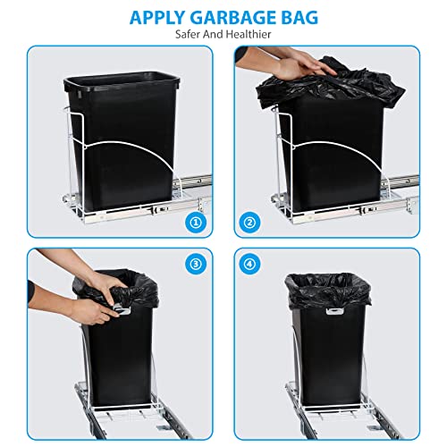Epetlover 7.6 Gallon Sliding Pull Out Trash Can Waste Container Recycling Bins Under Cabinet for Kitchen, 29 Liters Capacity, Black