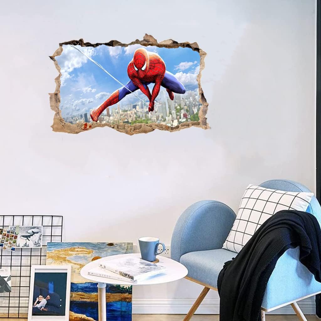 LSXYJ Spiderman Wall Stickers for Bedroom, Spiderman Poster Boys Kids Room Decor, Decorations for Bedroom Wall Decor, Spiderman Stickers Playroom Wall Decor
