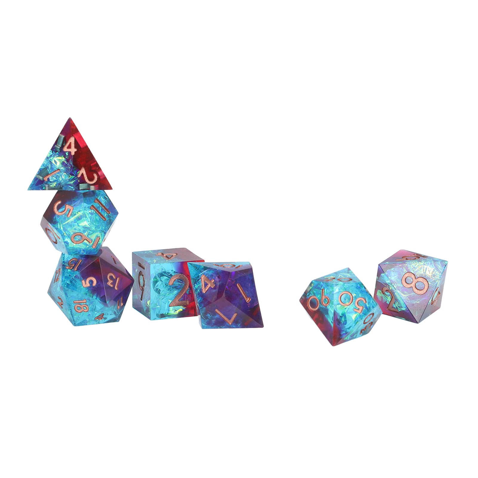 DND Dice Set, Resin Polyhedral D/D Dragon Dice with Box for Dungeons/Dragons Pathfinder TTRPG, 7 Pack(Blue and Red) Adult Spoof Whole Person Toys