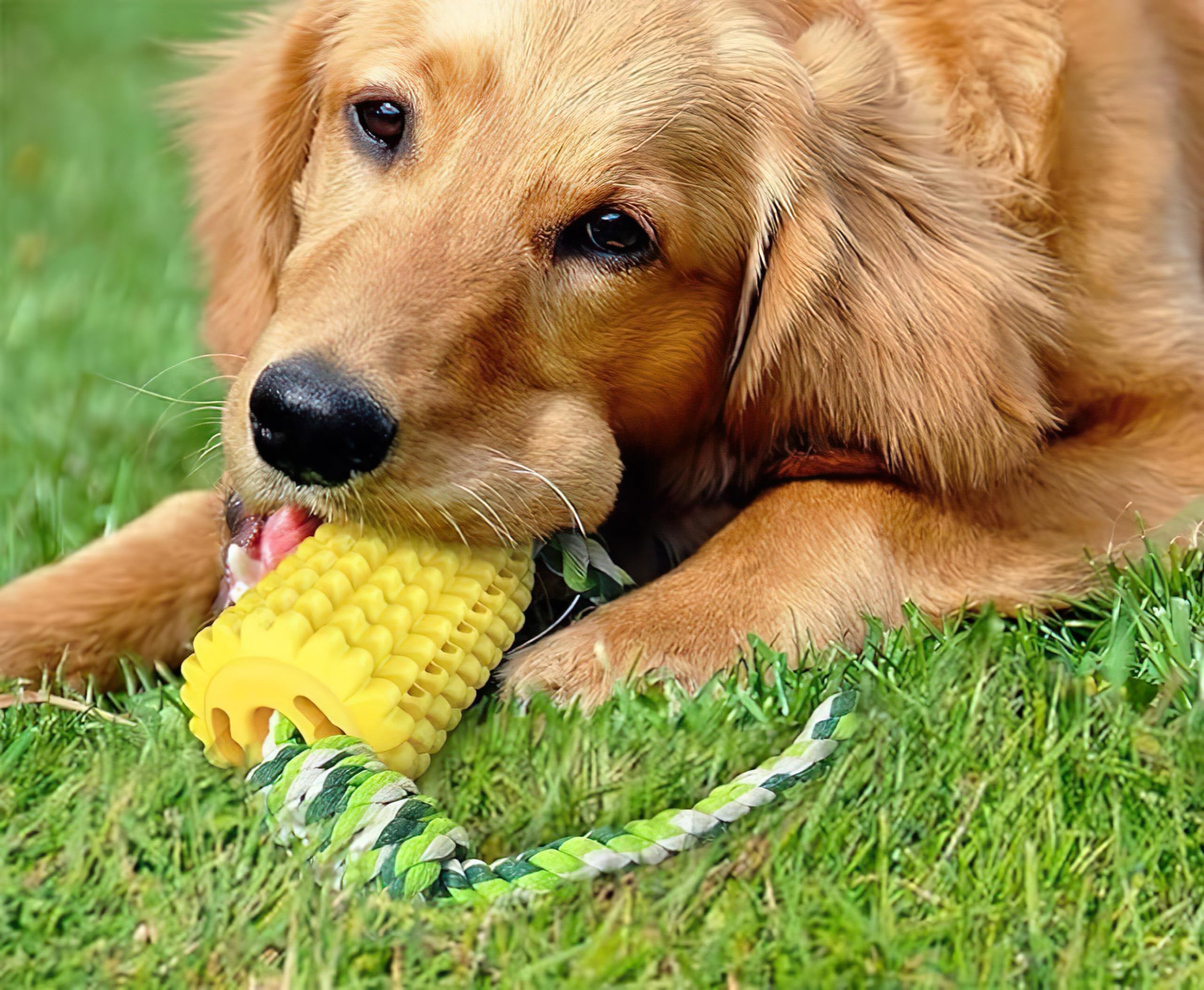 Generic Dog Chew Toys for Aggressive Chewers β 2 Pcs Set Indestructible Tough Durable Squeaky Interactive Dog Corn Stick Toys for Small Medium Large Pet Super Fun Puppy Teeth Chew, Yellow