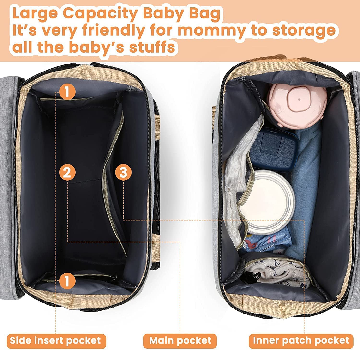 Diaper Bag Backpack with Changing Station, Nappy Baby Bags with Portable Changing Pad Waterproof Multi-Function Travel Portable Mommy Bag(Purple)