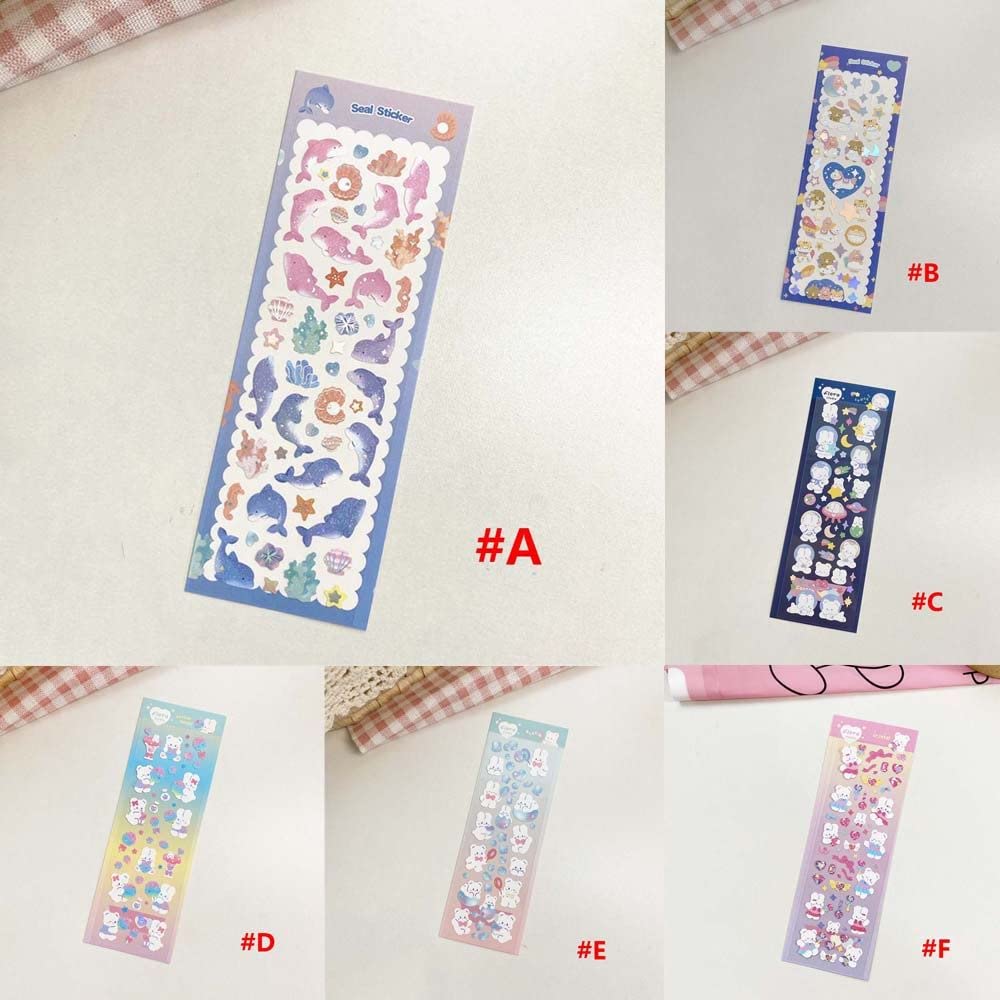 Cute Cartoon Bear Decoration Stickers,Kawaii Aesthetic Stationery Sticker,for Kpop Photocards Planners Gift Packing Scrapbooking(C)