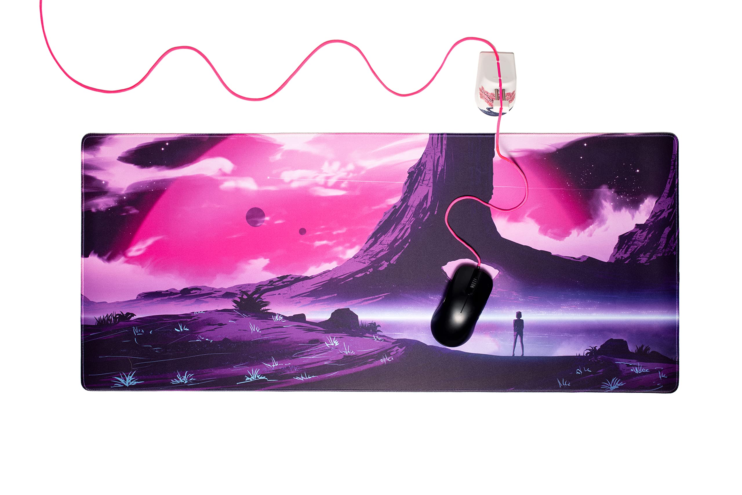 MouseOne Mouse Bungee for Gaming and Esports - Mouse Cable Holder for Drag-Free Gaming - Cherry Blossom Edition