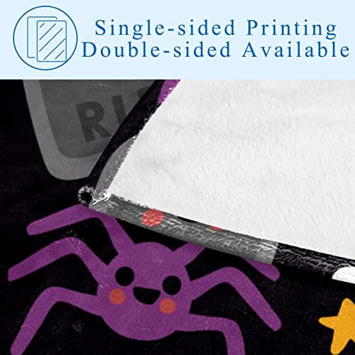 Halloween Spider Black Prints Soft Warm Cozy Blanket Throw for Bed Couch Sofa Picnic Camping Beach, 150×100cm