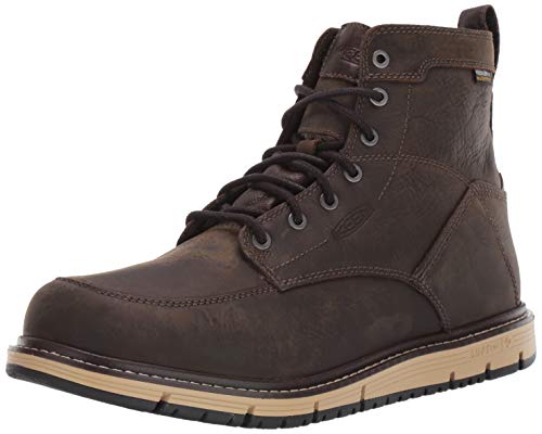 KEEN Men's San Jose 6" Soft Toe Waterproof Wedge Work Boots, Cascade Brown/Black, 9.5