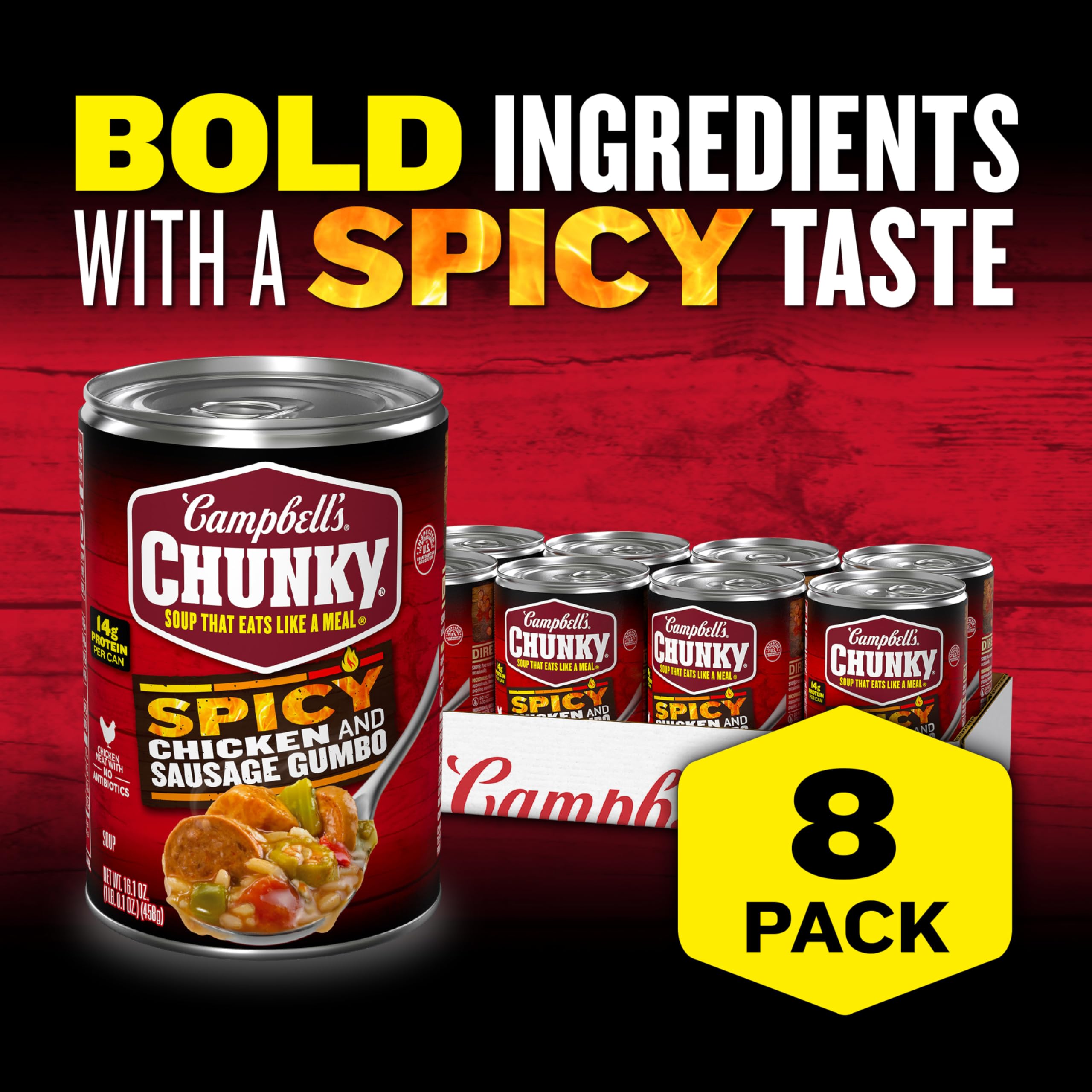 Campbell's Chunky Soup, Spicy Chicken and Sausage Gumbo, 16.1 oz Can (Case of 8)