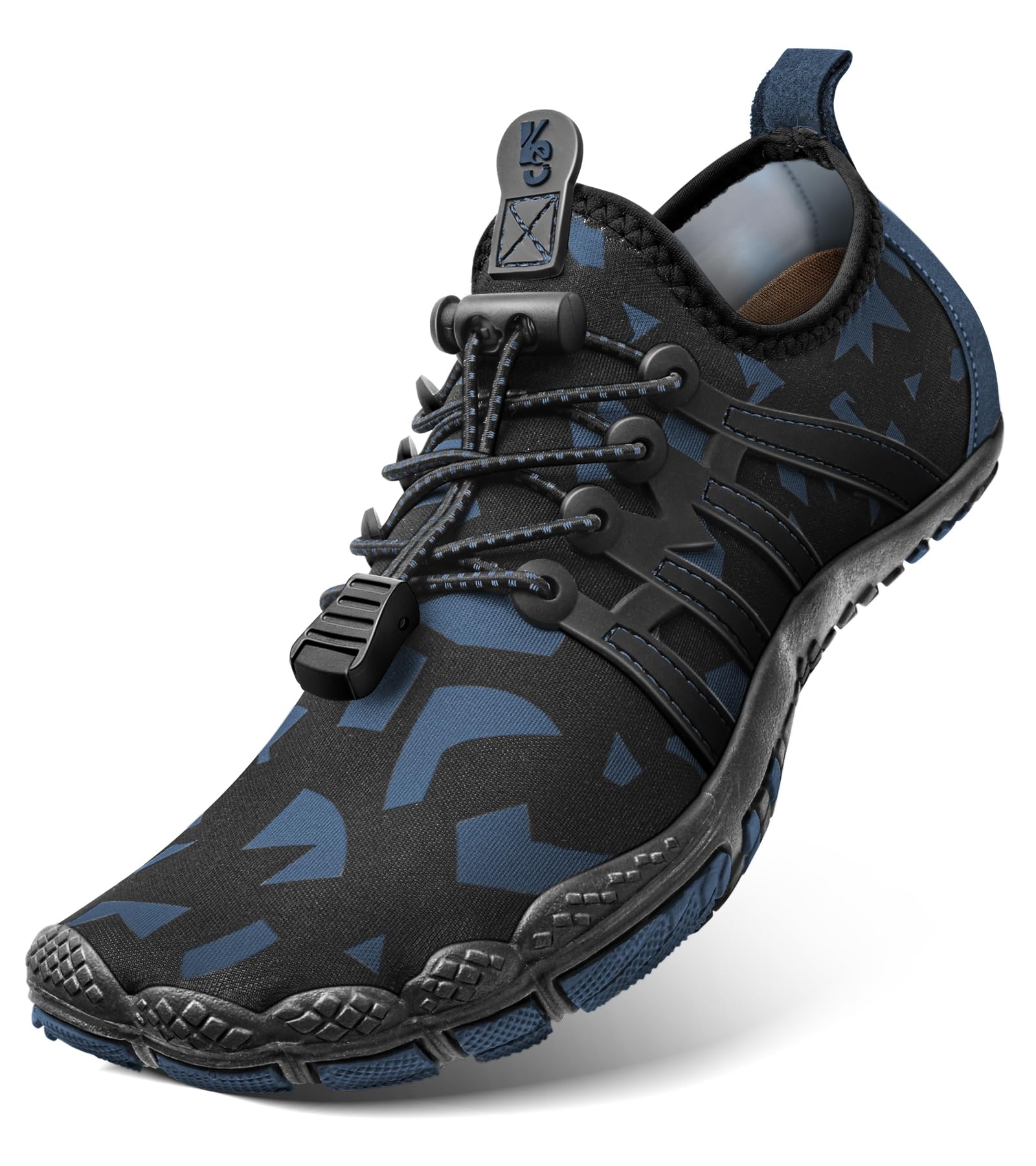 BULLIANT Water Shoes Men, Unisex Barefoot Aqua Shoes for Men Women Hiking Swimming Shoe(Black/Purplish Blue-13 Women/11 Men)