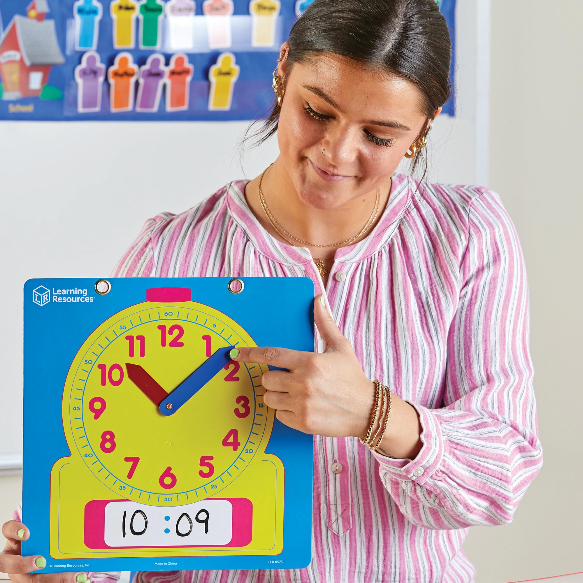 Learning Resources Write & Wipe Demonstration Clock - Paper Clocks for Teaching, First Grade Learning Games, Teaching Time Essentials, Homeschool Supplies, Classroom Supplies,1 Piece