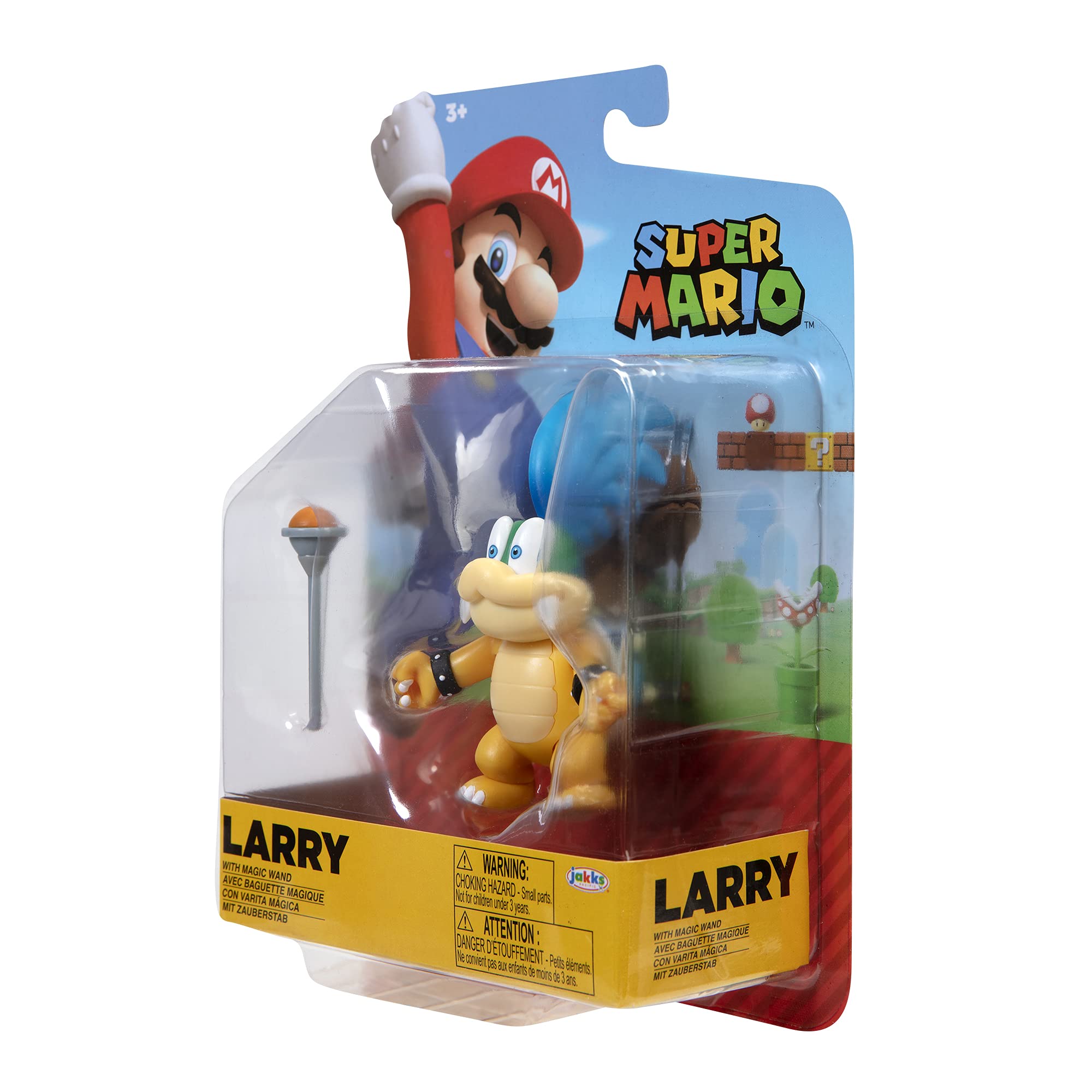 Super Mario Action Figure 4 Inch Larry Koopa Collectible Toy with Wand Accessory