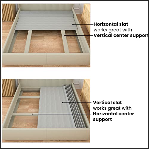 Greaton, 0.75-Inch Heavy Duty Vertical Wooden Bunkie Board/Bed Slats with Cover, Enhance Mattress Support, King, Grey
