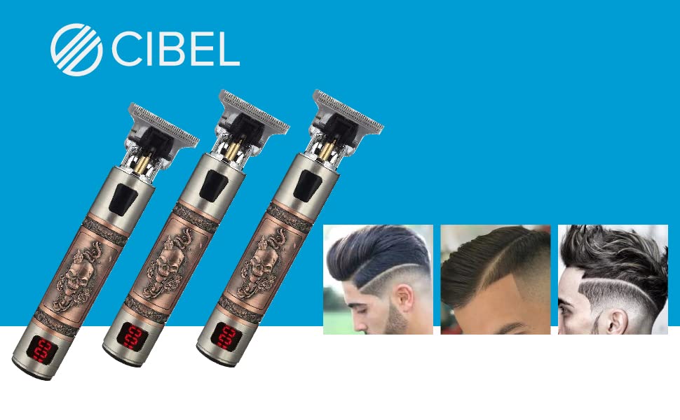 CIBEL Hair Clippers Zero Gapped Cordless Hair Trimmer Haircut & Grooming Kit Rechargeable LED Display Skull Ornament