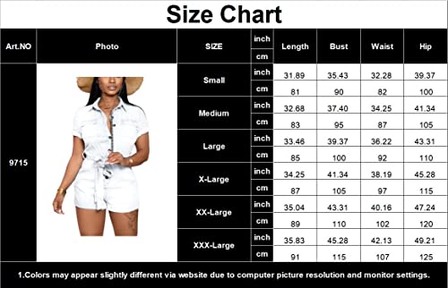 LaiyiVic Jeans Romper for Women Denim Slim Casual Summer 1 Piece Oversized