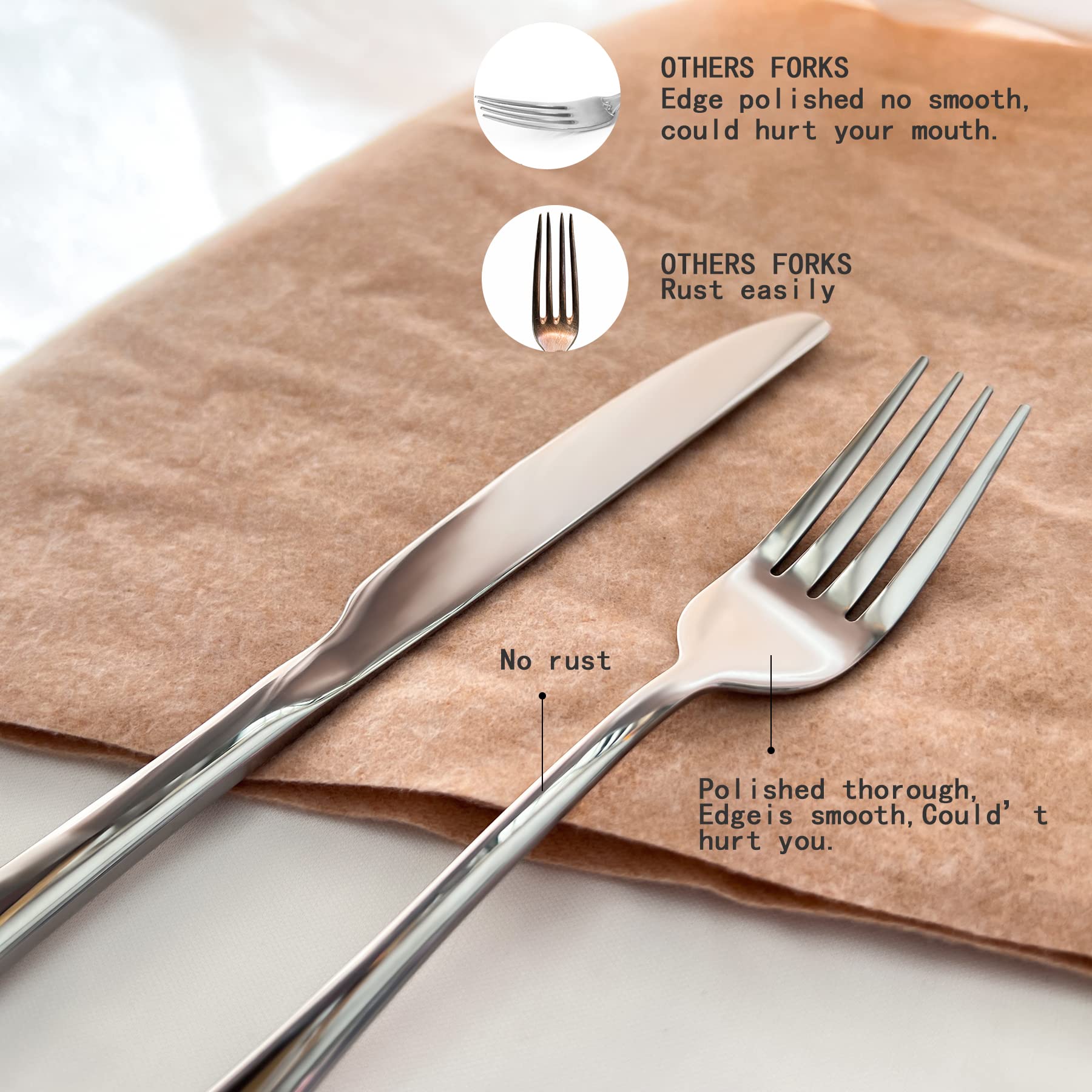 LOUVI Stainless Steel 12-Pack Table Dinner Forks Set, Top Food Grade Stainless Steel Silverware Forks,Mirror Finish & Dishwasher Safe,Use for Home,Kitchen or Restaurant,(Silver 8 Inches)