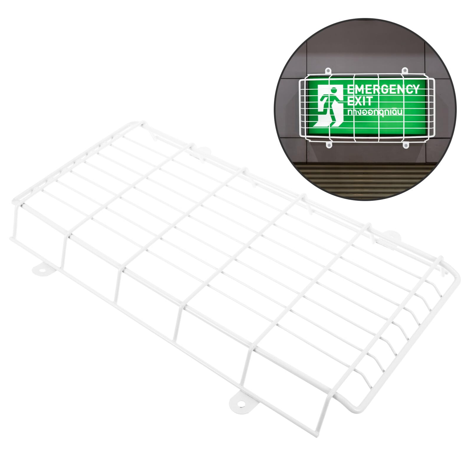 Gadpiparty Wire Guard for Exit Sign Emergency Light Metal Wire Guard Damage Stopper Exit Sign Damage Cage Wall Mounted Emergency Signal Protective Covers
