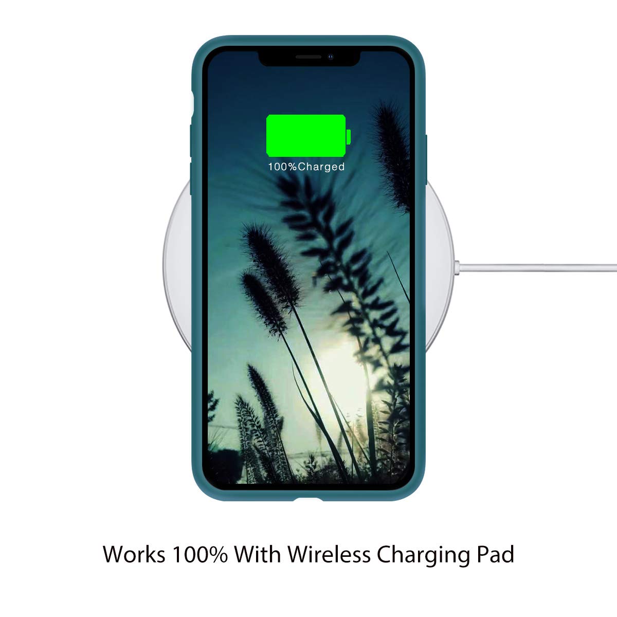 cillen Case for iPhone X/iPhone Xs 5.8 inch Liquid Silicone Gel Rubber Phone Case, Full Body Slim Soft Microfiber Lining Cushion Shockproof Protective Case (Blackish Green)